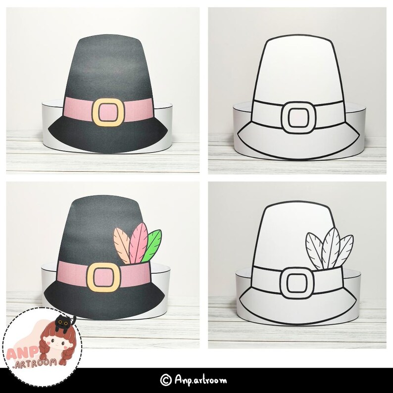 Pilgrims Hat Headband Craft | Thanksgiving Activity for Kids | Color ...