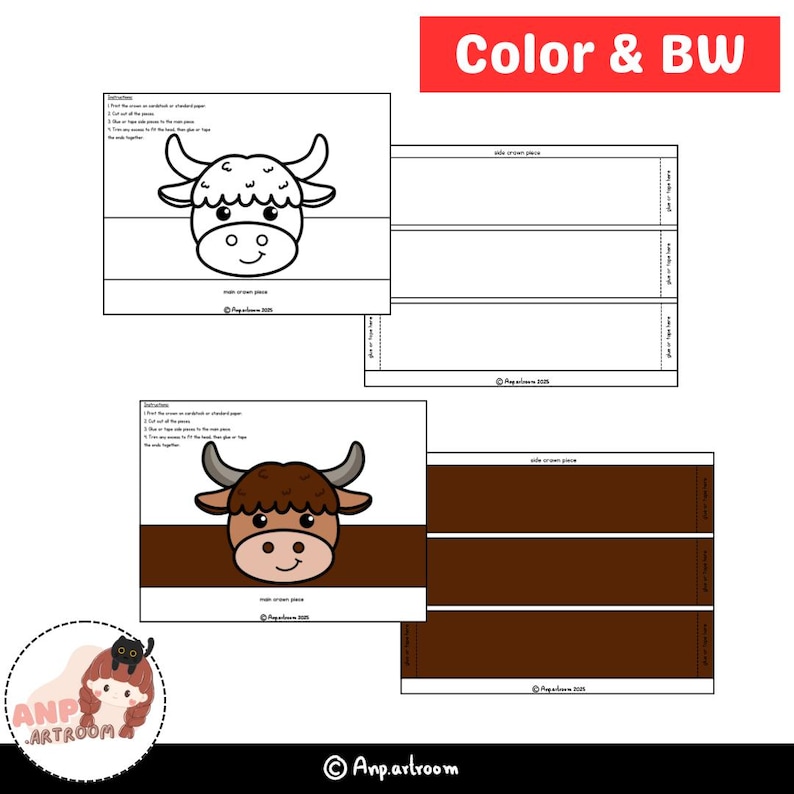 Yak Headband - Animal Paper Hat & Crown - DIY Coloring Activity Costume ...