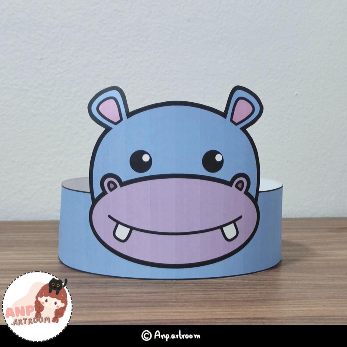 Hippopotamus Headband - Animal Paper Hat & Crown - DIY Coloring ...