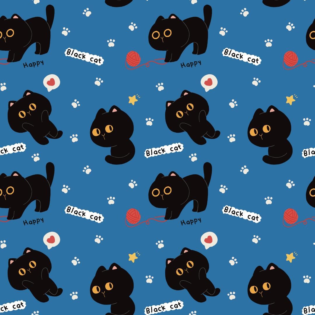 Cute Black Cats Digital Paper, Seamless Patterns, Scrapbook Papers ...