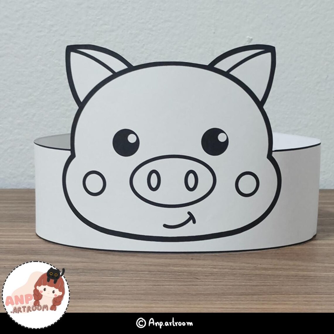 Pig Headband - Animal Paper Hat & Crown - DIY Coloring Activity Costume ...