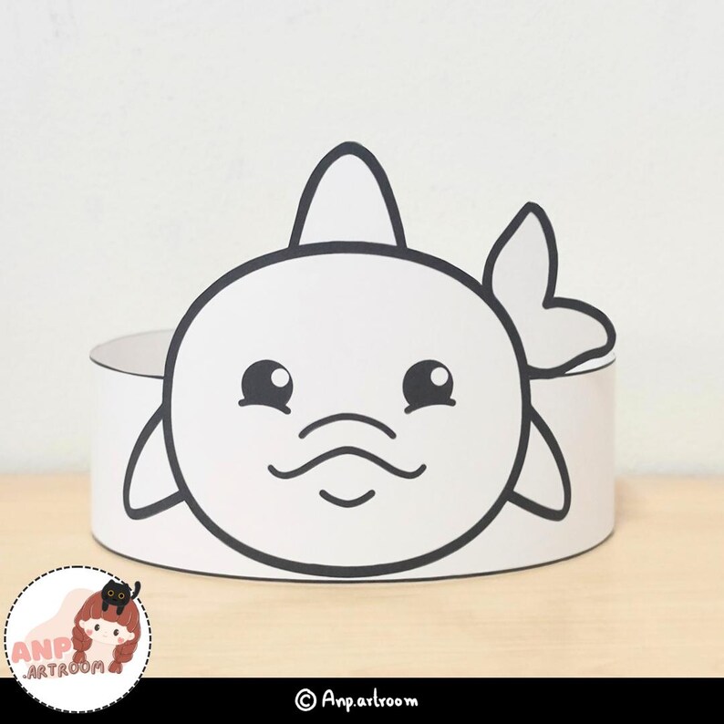 Dolphin Headband - Animal Paper Hat & Crown - DIY Coloring Activity ...