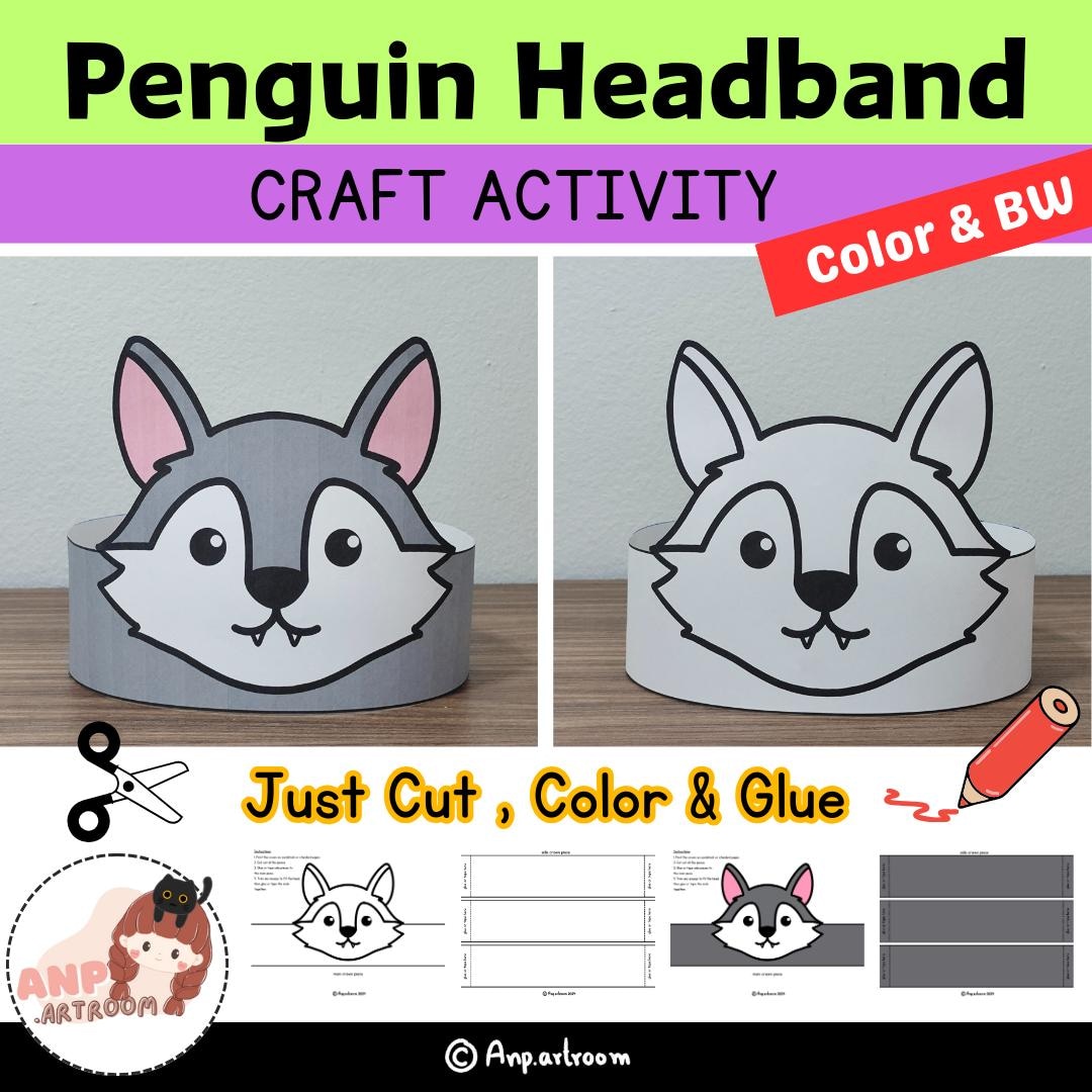 Wolf Headband - Animal Paper Hat & Crown - DIY Coloring Activity ...