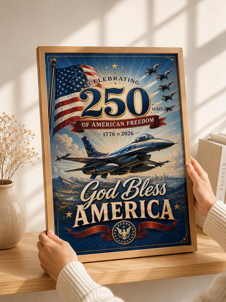 America 250 Patriotic Aviation Print, God Bless America Wall Art ...