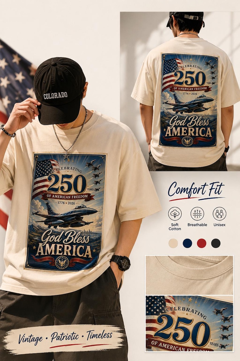 America 250 Patriotic Aviation Print, God Bless America Wall Art ...