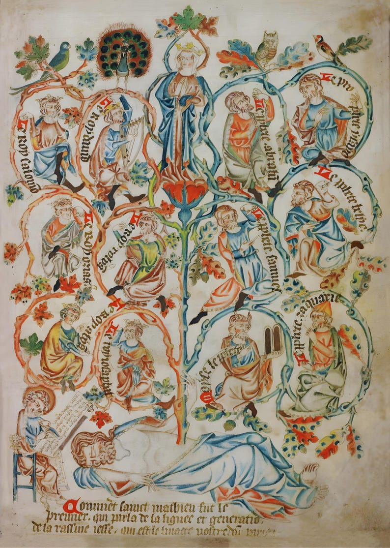 Gothic Tree of Jesse Poster | 14th Century Illuminated Manuscript Art ...
