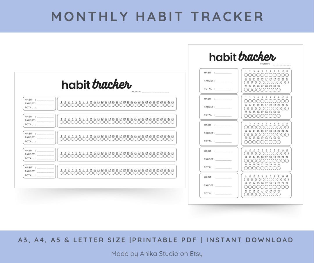 Monthly Habit Tracker Printable, Habit Tracker Template, Routine ...