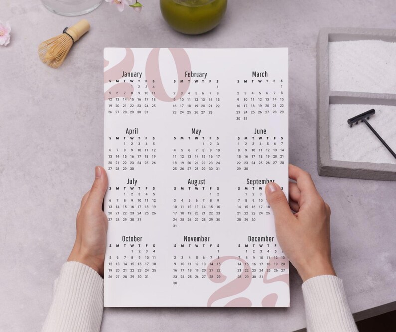 2025 Single Page Printable Calendar, One Page Calender, Minimalist Full ...