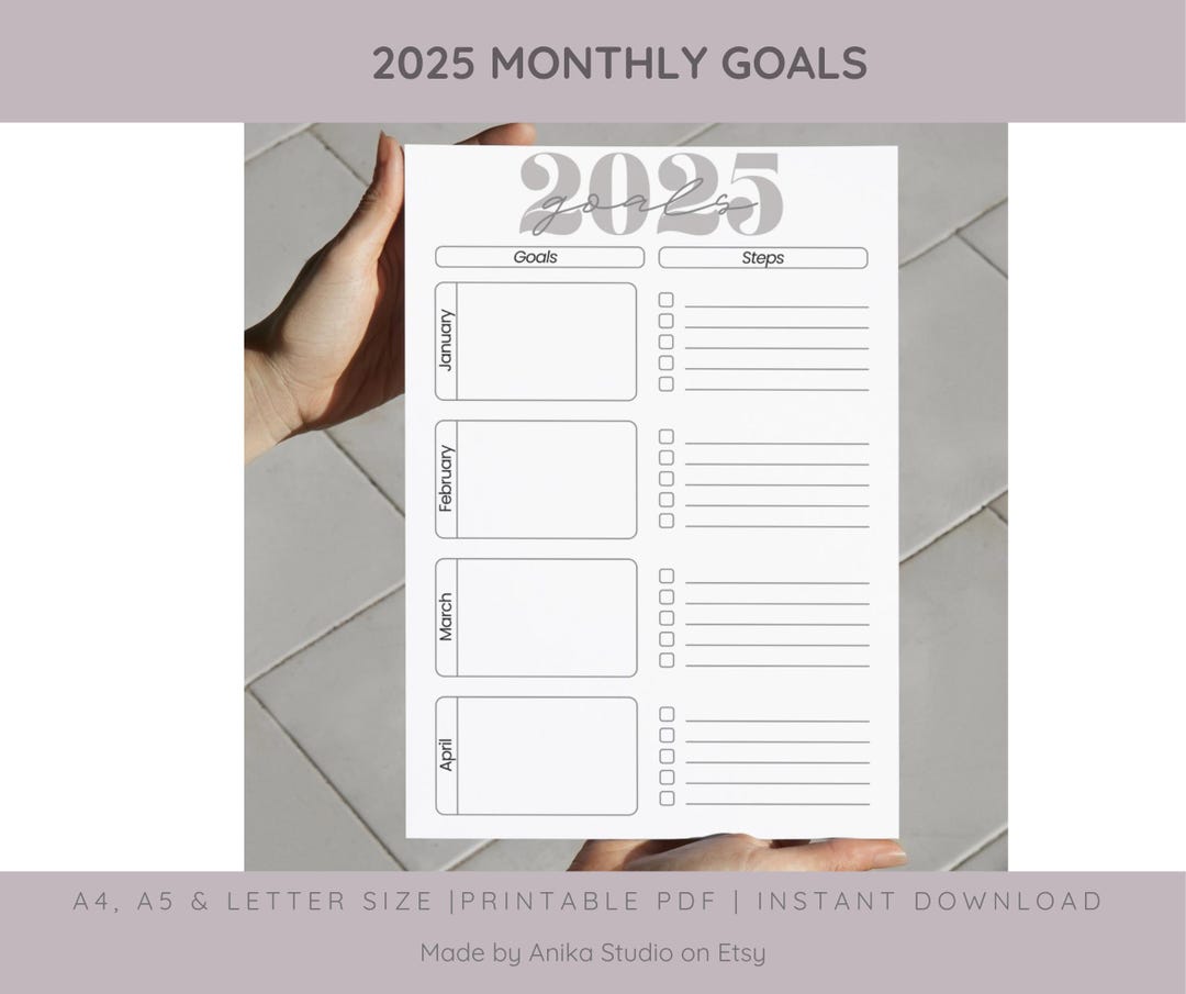 Top 5 Goals - Yearly Goals, Quarterly Goals, Monthly Goals, Weekly ...