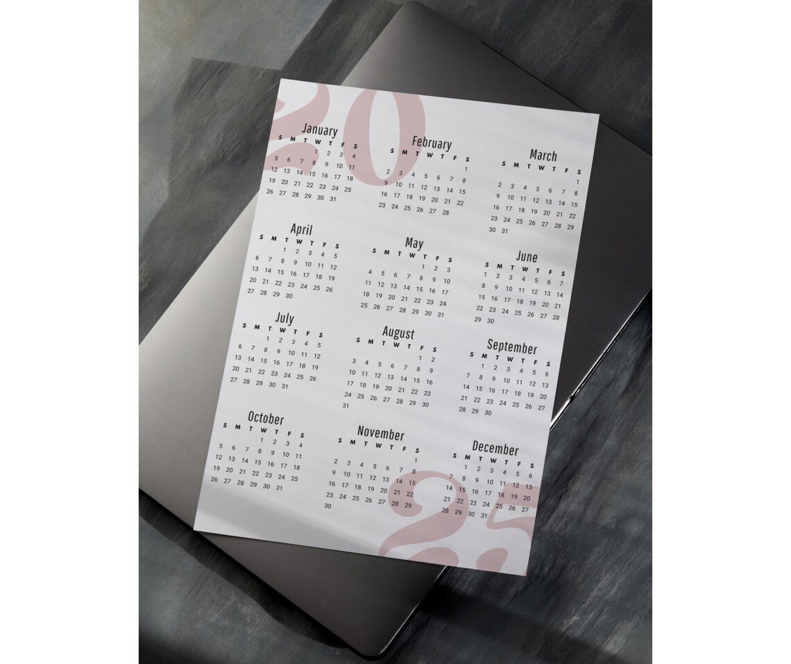 2025 Single Page Printable Calendar, One Page Calender, Minimalist Full ...