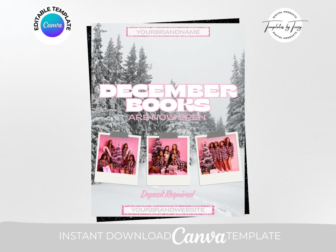 December Books Are Now Open Pink Christmas Social Media Ready to Use ...
