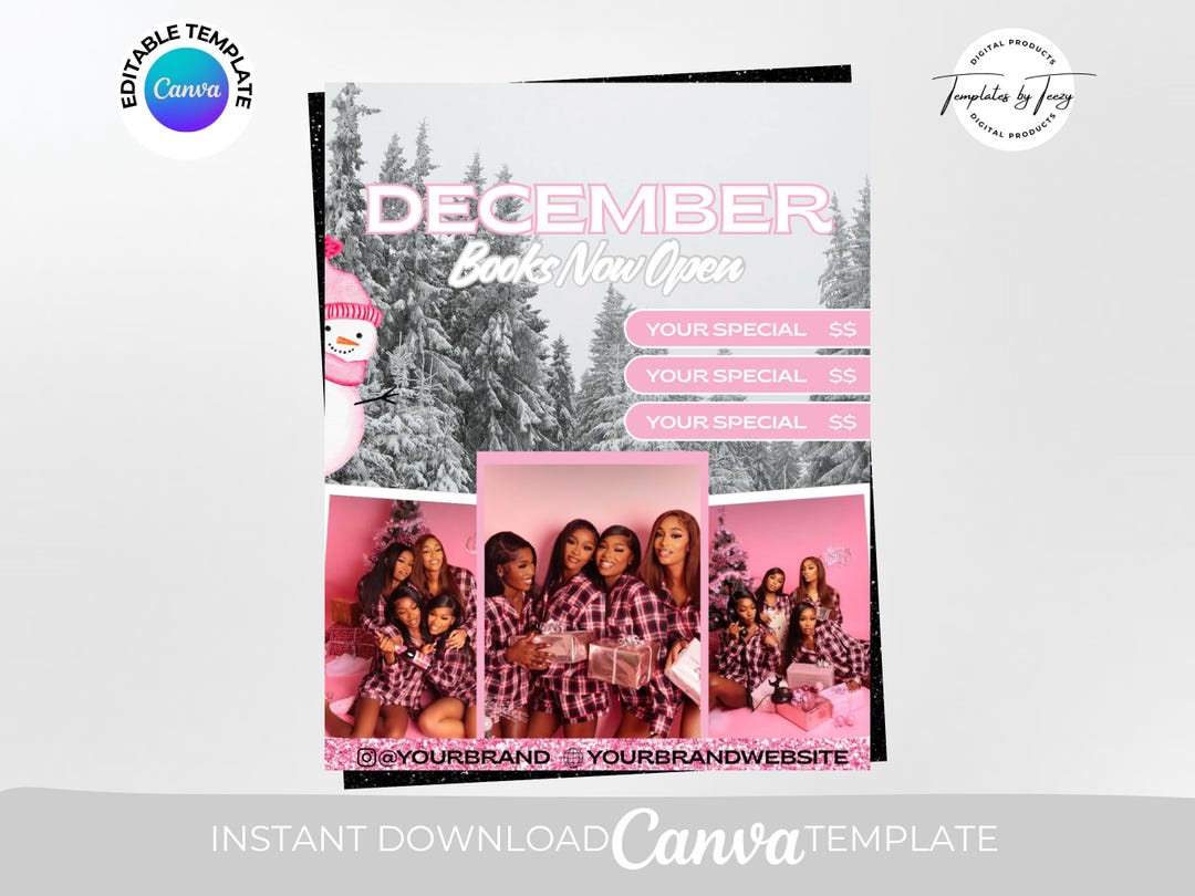 December Specials Ready to Use Template, Pink December Books Are Open ...