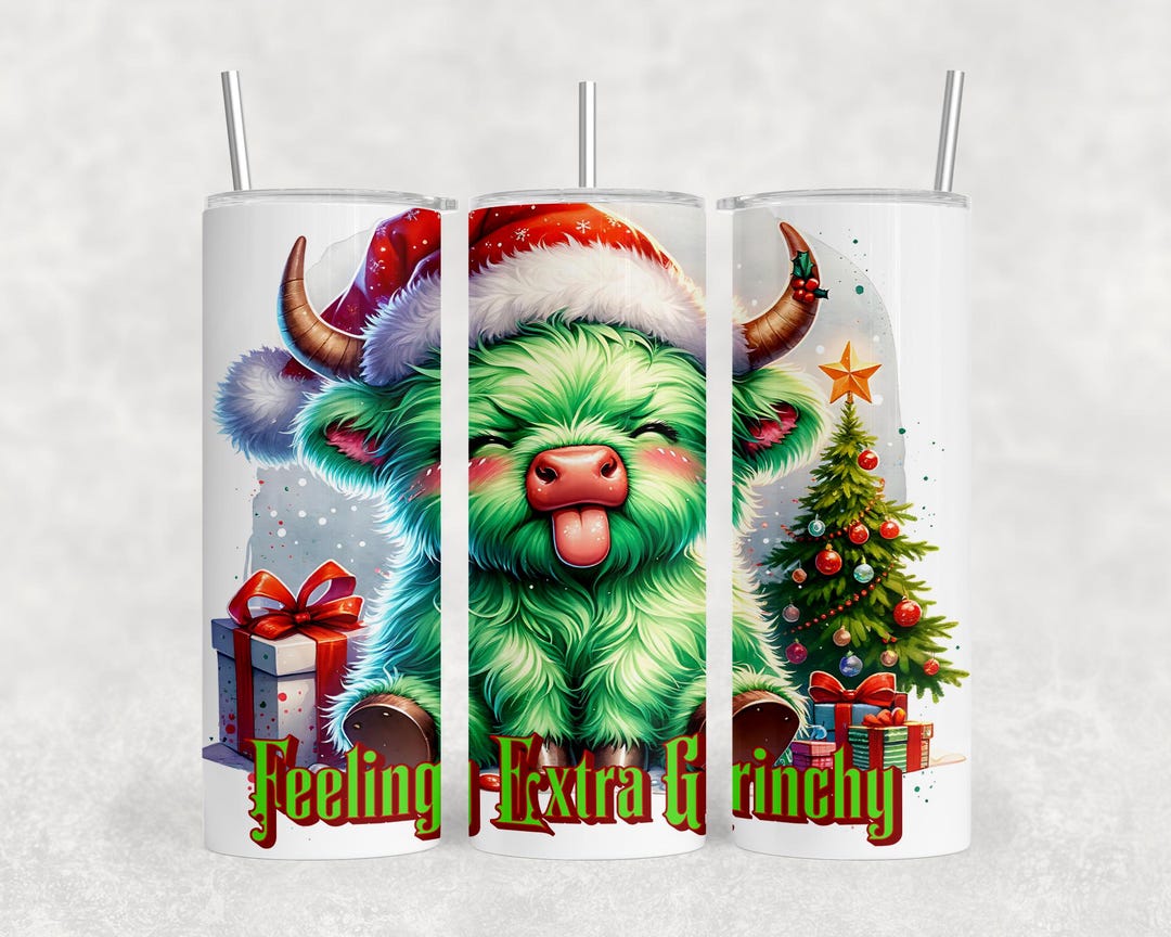 20oz Skinny Tumbler Template. Highland Cow, Grinch, Christmas - Etsy