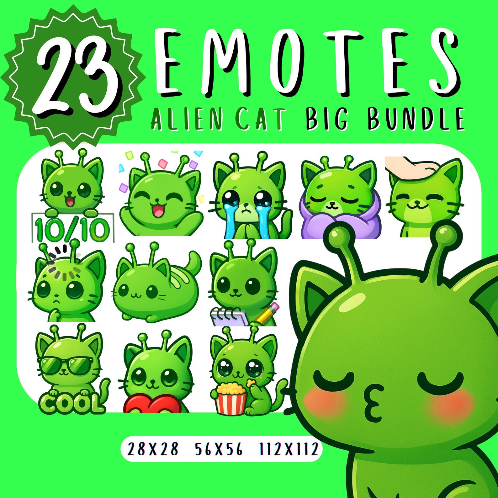 Alien Cat Glorp Emote Bundle, Twitch Emotes, Cat Meme Emote Pack ...