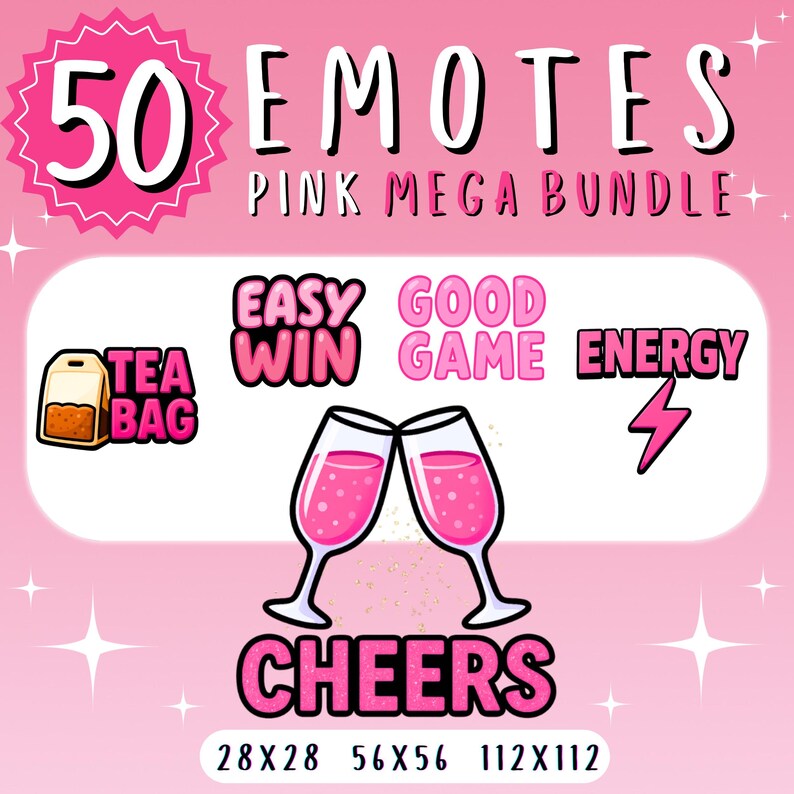 50 Pink Emotes, Mega Bundle, Twitch Pink Emote Bundle, Trendy Emotes ...