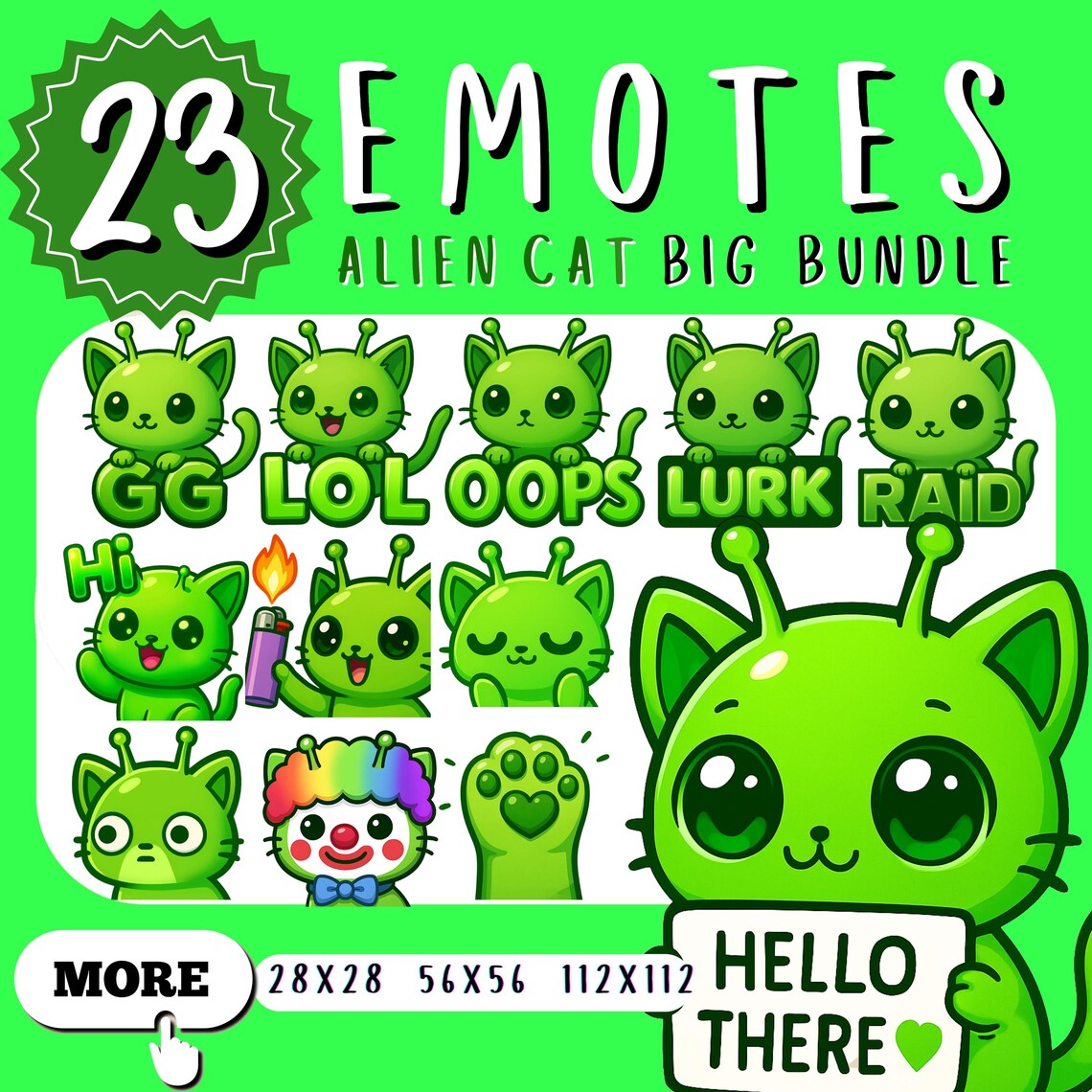 Alien Cat Glorp Emote Bundle, Twitch Emotes, Cat Meme Emote Pack ...