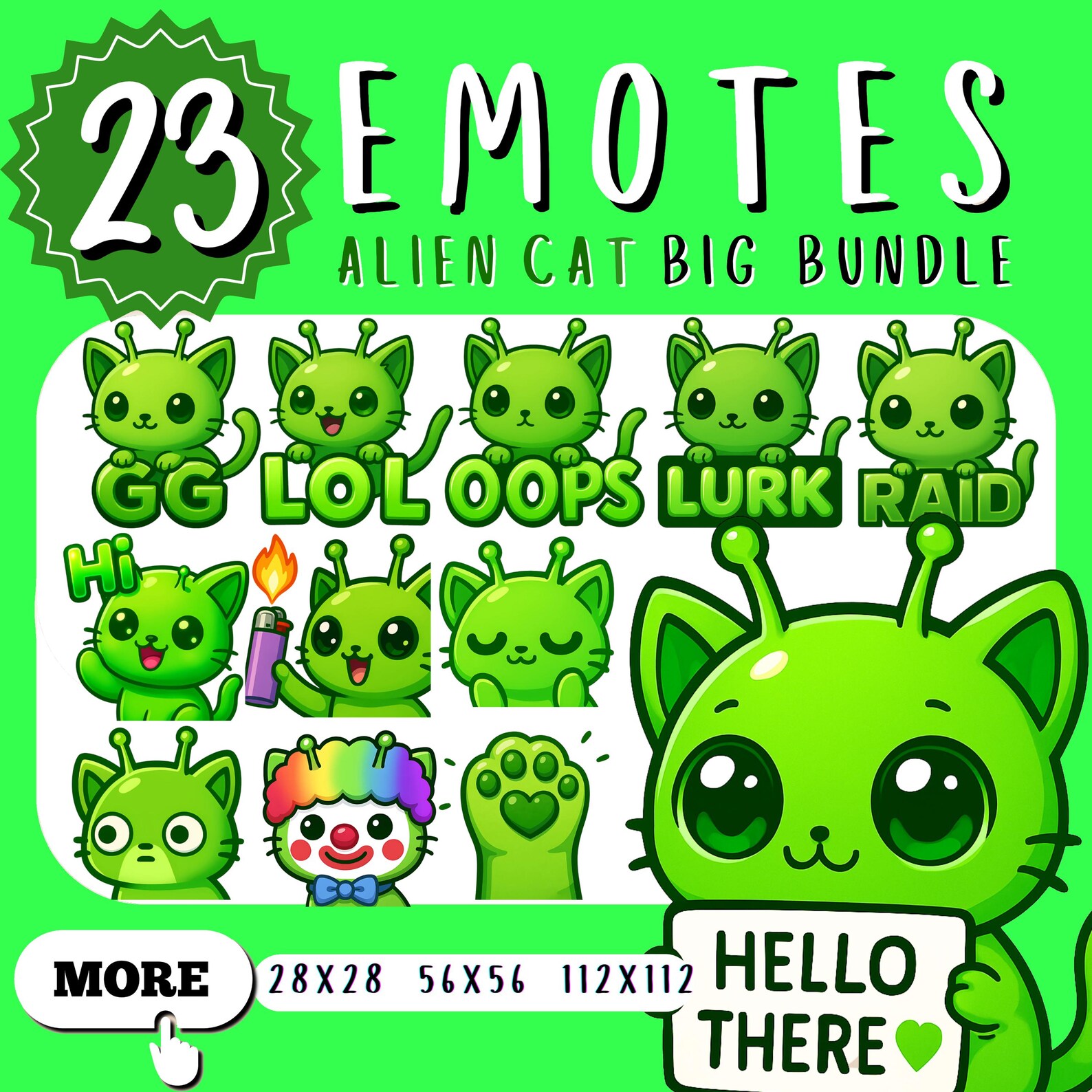 Alien Cat Glorp Emote Bundle, Twitch Emotes, Cat Meme Emote Pack ...
