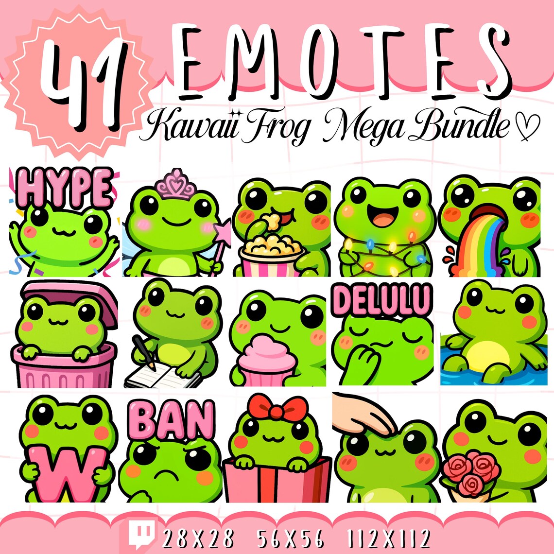 41 Kawaii Frog Emotes Mega Bundle, Cute Frog Emotes, Frog Emote, Kawaii ...