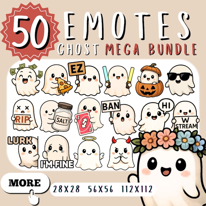 50 Ghost Emotes, Mega Bundle, Ghost Twitch Emote Bundle, Trendy Emotes ...