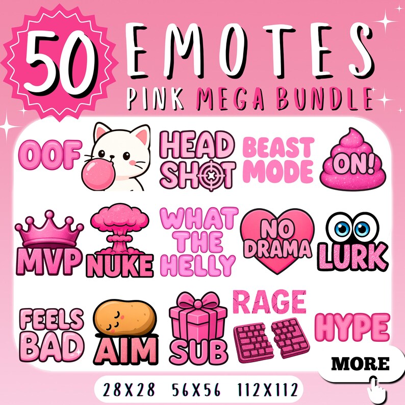 50 Pink Emotes, Mega Bundle, Twitch Pink Emote Bundle, Trendy Emotes ...
