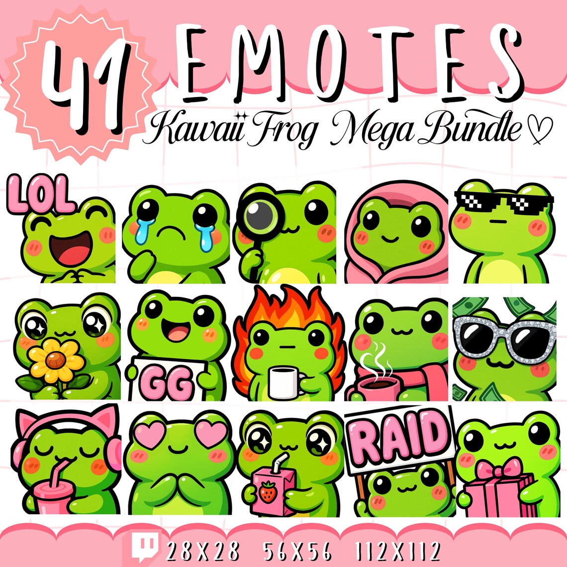 41 Kawaii Frog Emotes Mega Bundle, Cute Frog Emotes, Frog Emote, Kawaii ...