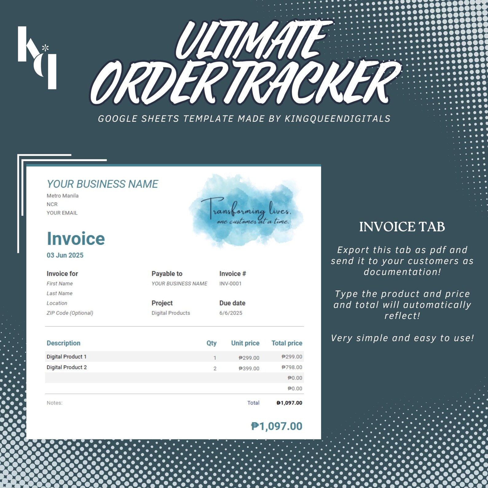 Automated Order Tracker Minimalist Design Sales Tracker Instant ...