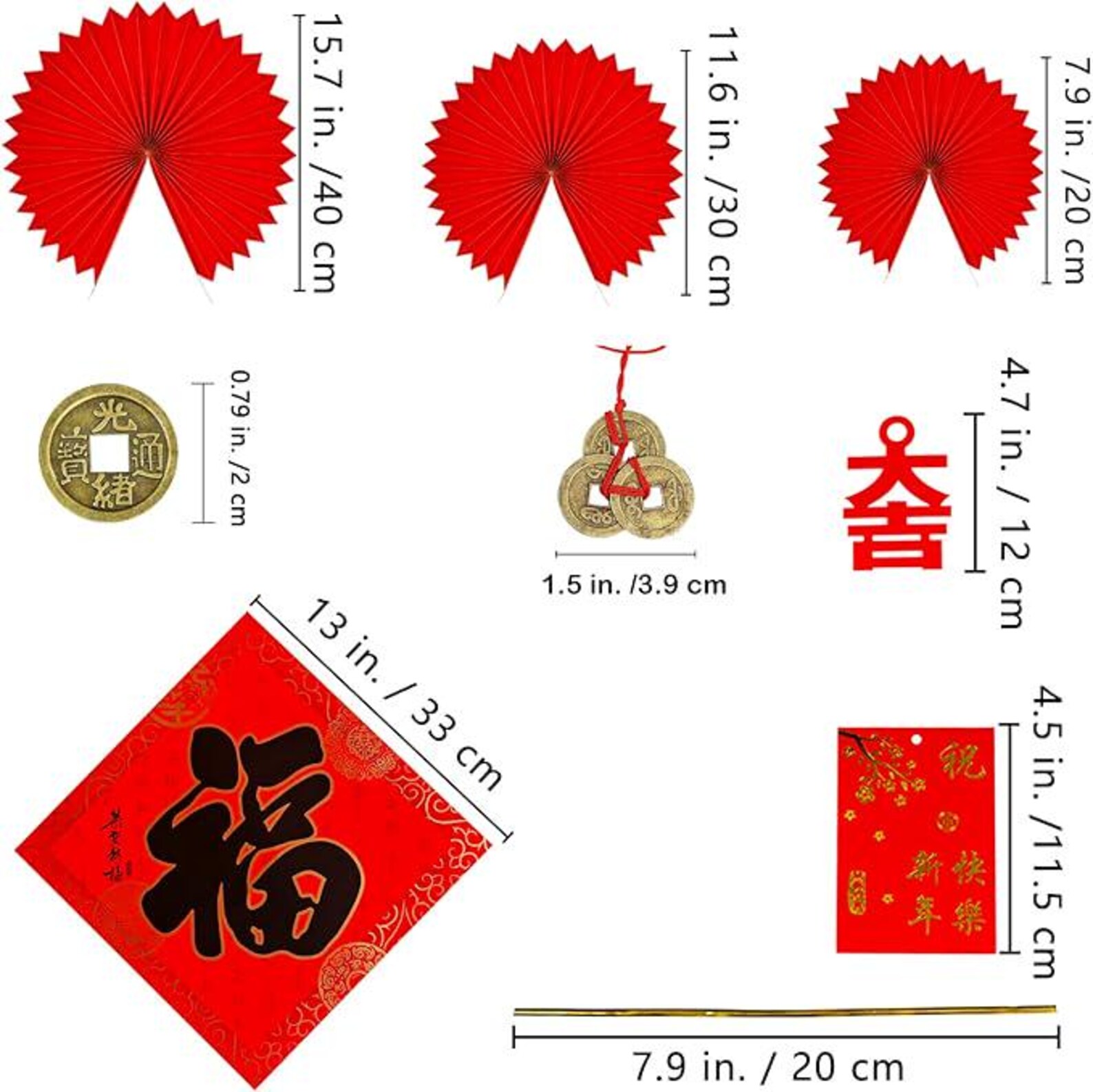 Chinese Lunar New Year Party Decorations,lanterns Paper Fans Envelopes ...