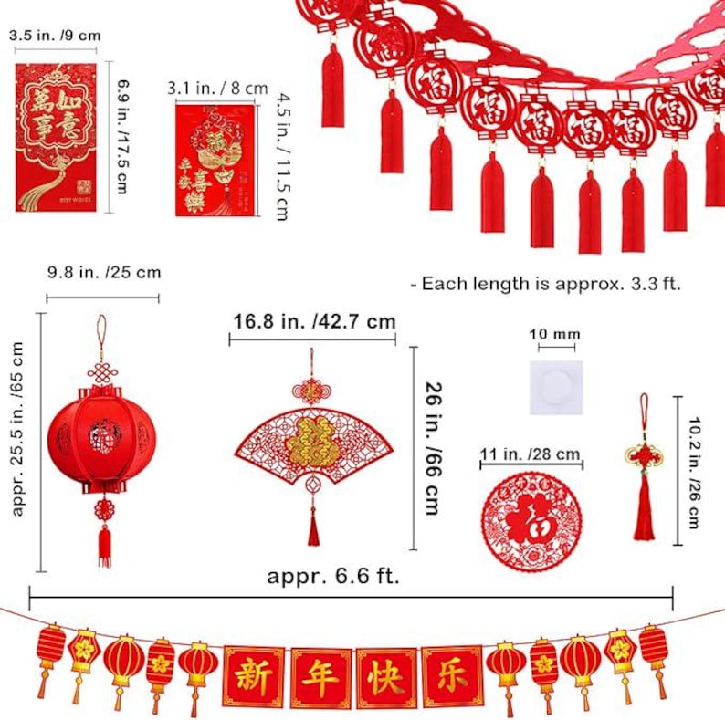 Chinese Lunar New Year Party Decorations,lanterns Paper Fans Envelopes ...