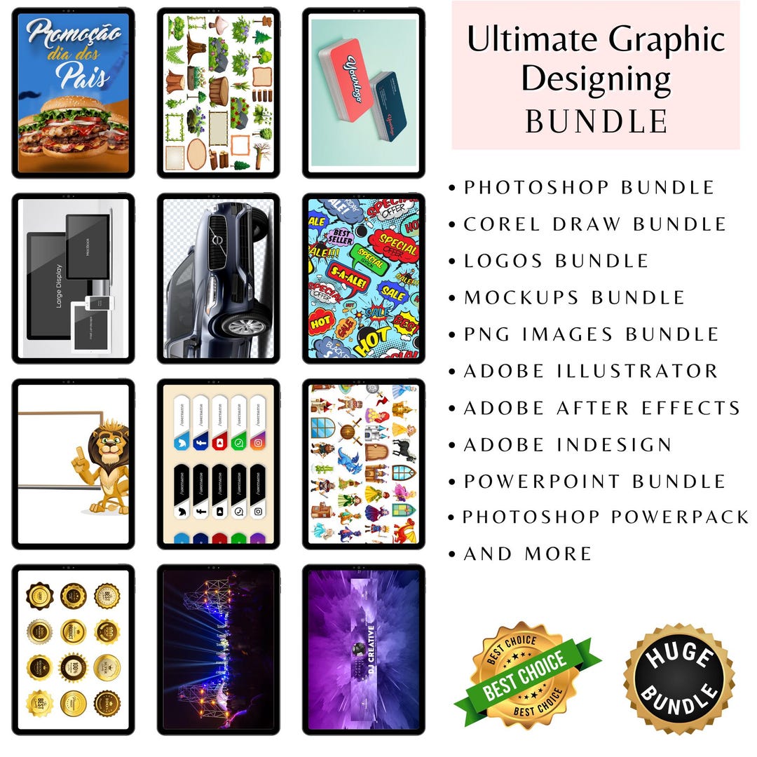 Ultimate Graphic Design Bundle | Photoshop, Illustrator, Mockups, PNG ...