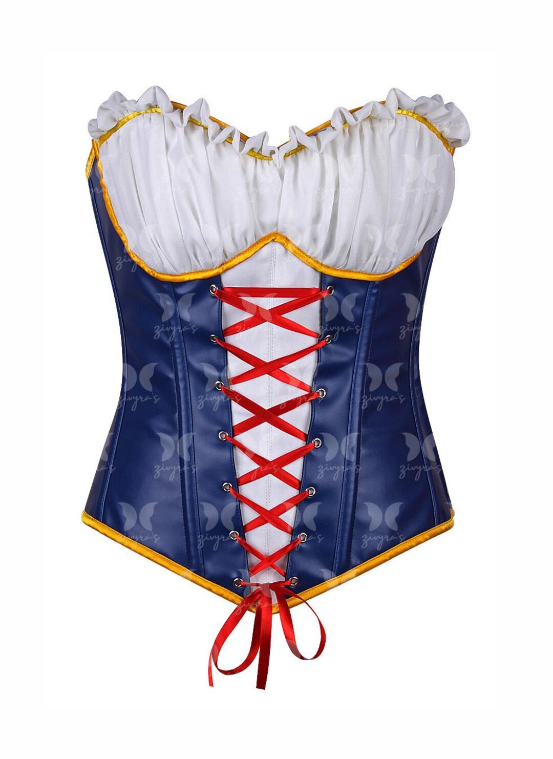 Blue Ruffled Corset Top – Red Lace-up Fantasy Bustier - Etsy