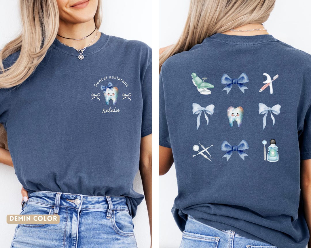 Coquette Bow Dental Retroshirt, Custom Dental Assistant Sweatshirt ...