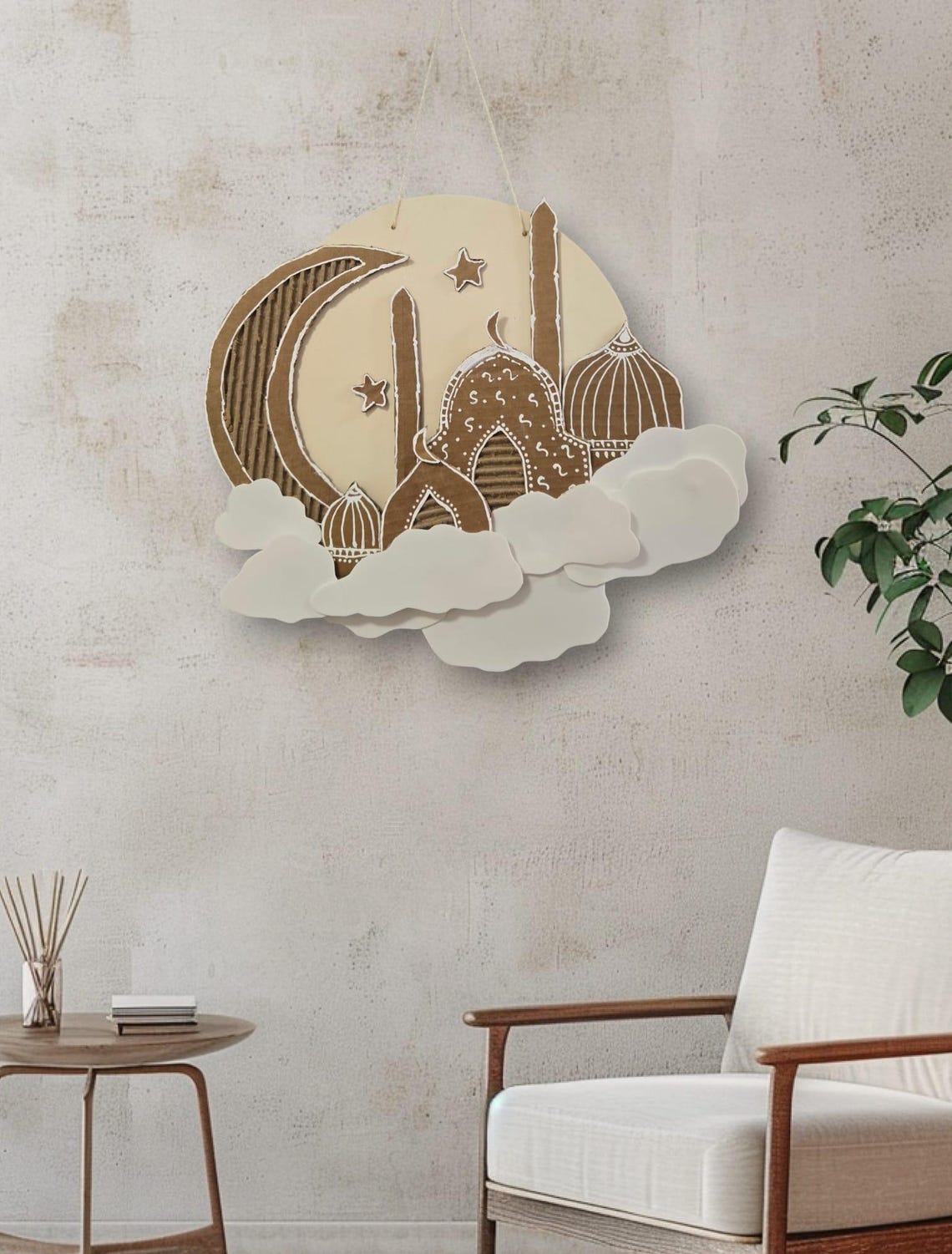 Handmade Mosque Wall Decor – Wooden Islamic Art, Ramadan Cloud Design ...
