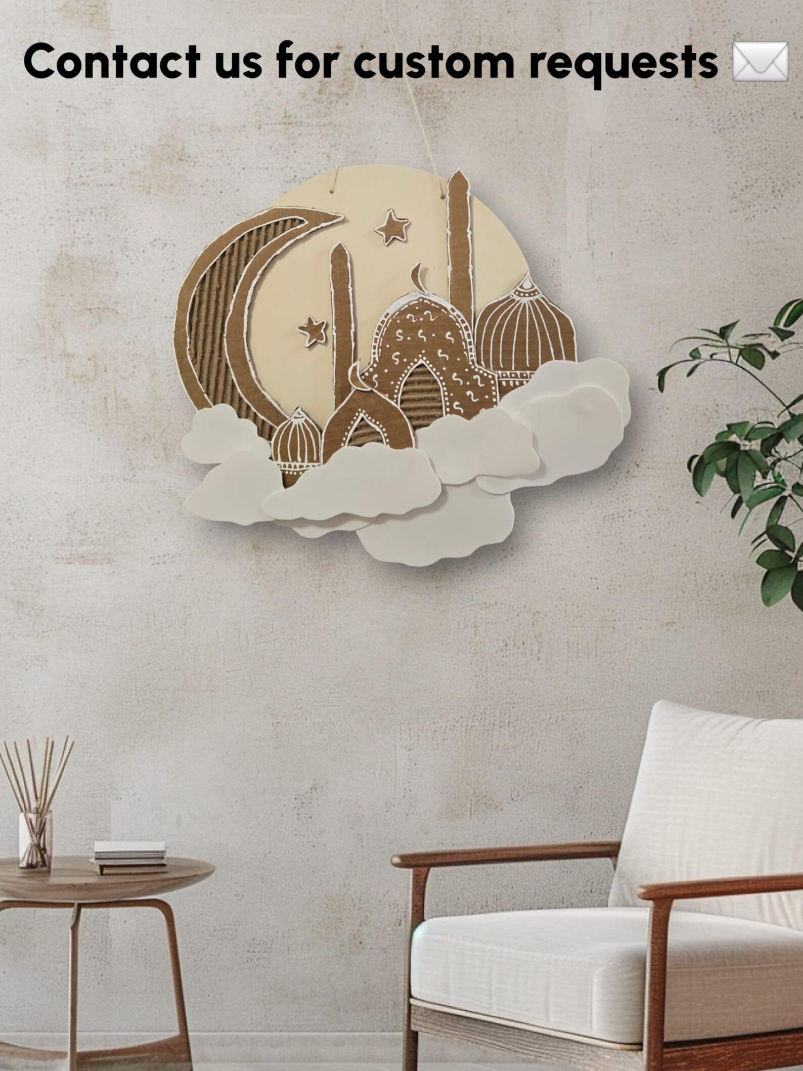 Handmade Mosque Wall Decor – Wooden Islamic Art, Ramadan Cloud Design ...