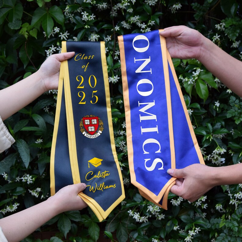 Custom Class of 2025 Stoles Graduation, Personalized Logo Text Grad ...