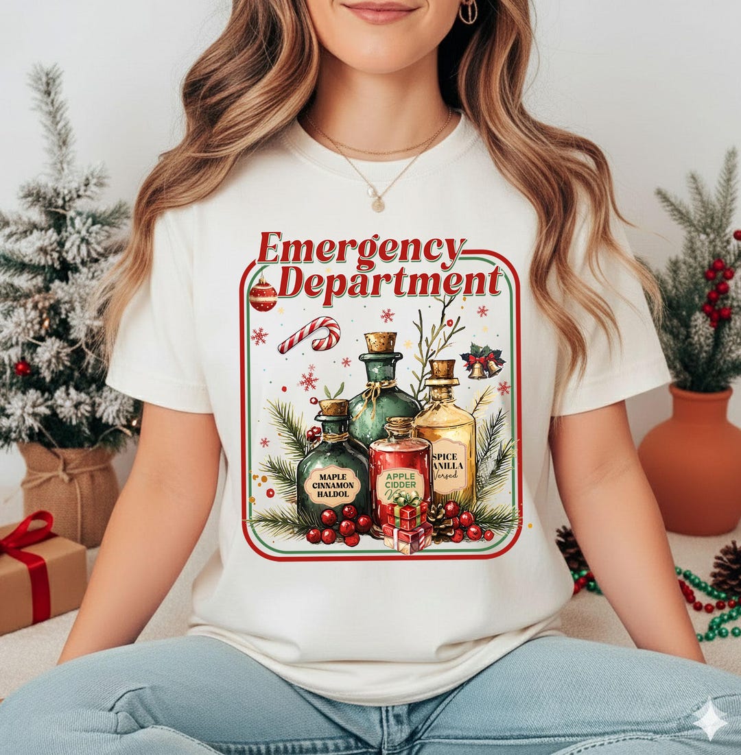Emergency Department Christmas Shirt, Nursing Xmas Holiday Graphic Tee ...