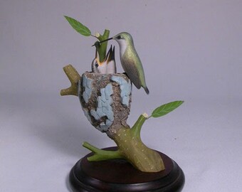 Ruby-throated Hummingbird Hand Carved Wooden Bird | Etsy