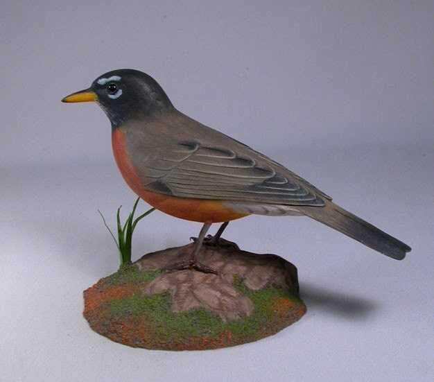 Life Size 9 Inch American Robin Wooden Carved Bird - Etsy