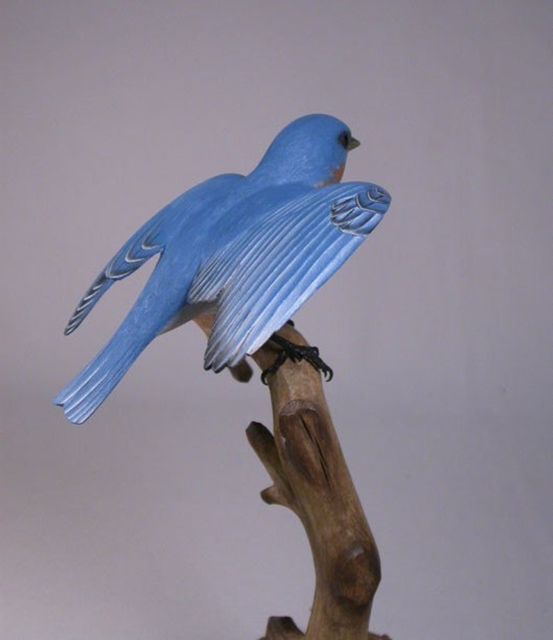 Open-winged Eastern Bluebird Wooden Carved Bird Carving - Etsy