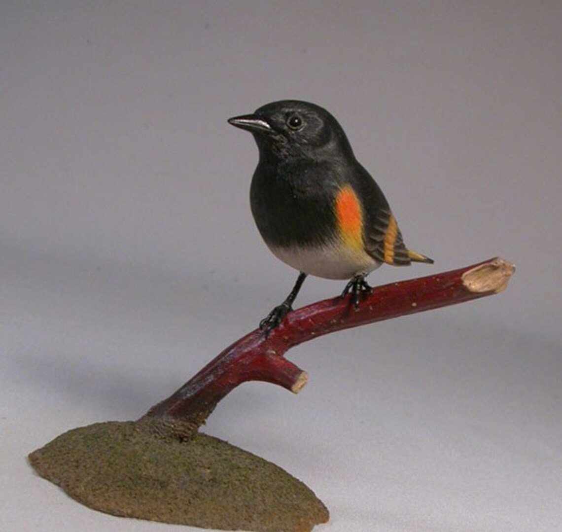 American Redstart Wooden Carved Bird - Etsy