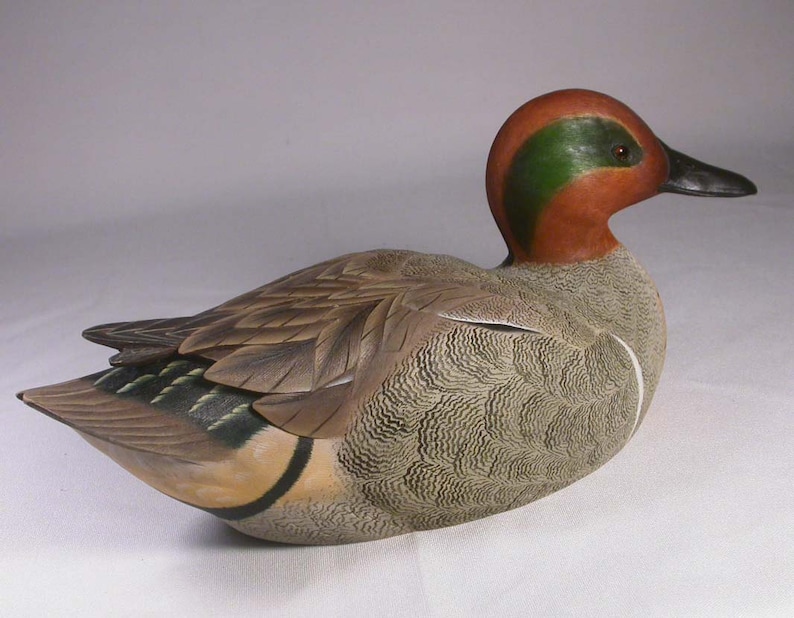 Green-winged Teal Hand Carved Wooden Bird - Etsy