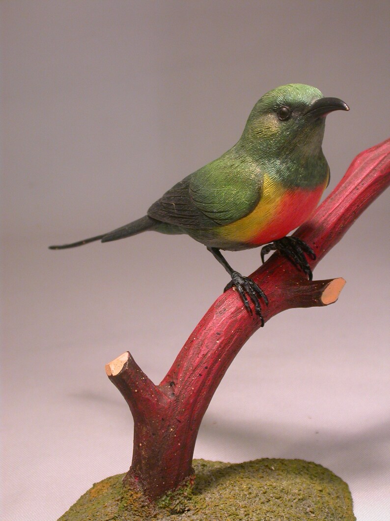 Sunbird Original Carving Bird on Hand Carved Wooden Base - Etsy