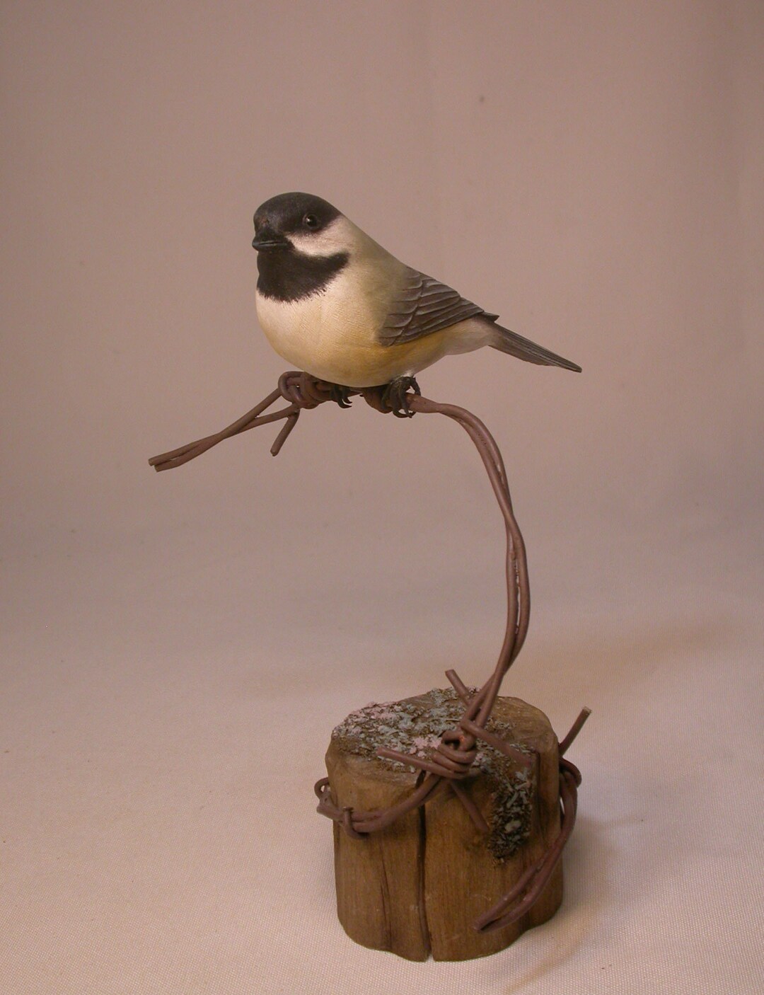 Black-capped Chickadee on Barbed Wire Hand Carved Wooden Bird - Etsy