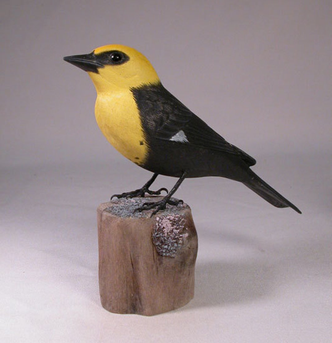 Yellow-headed Blackbird Wooden Hand Carved Bird - Etsy