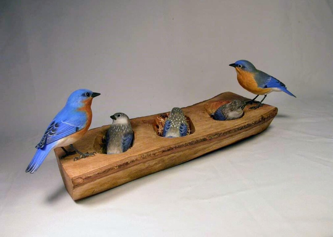 Eastern Bluebird Family Wood Carving Bird - Etsy