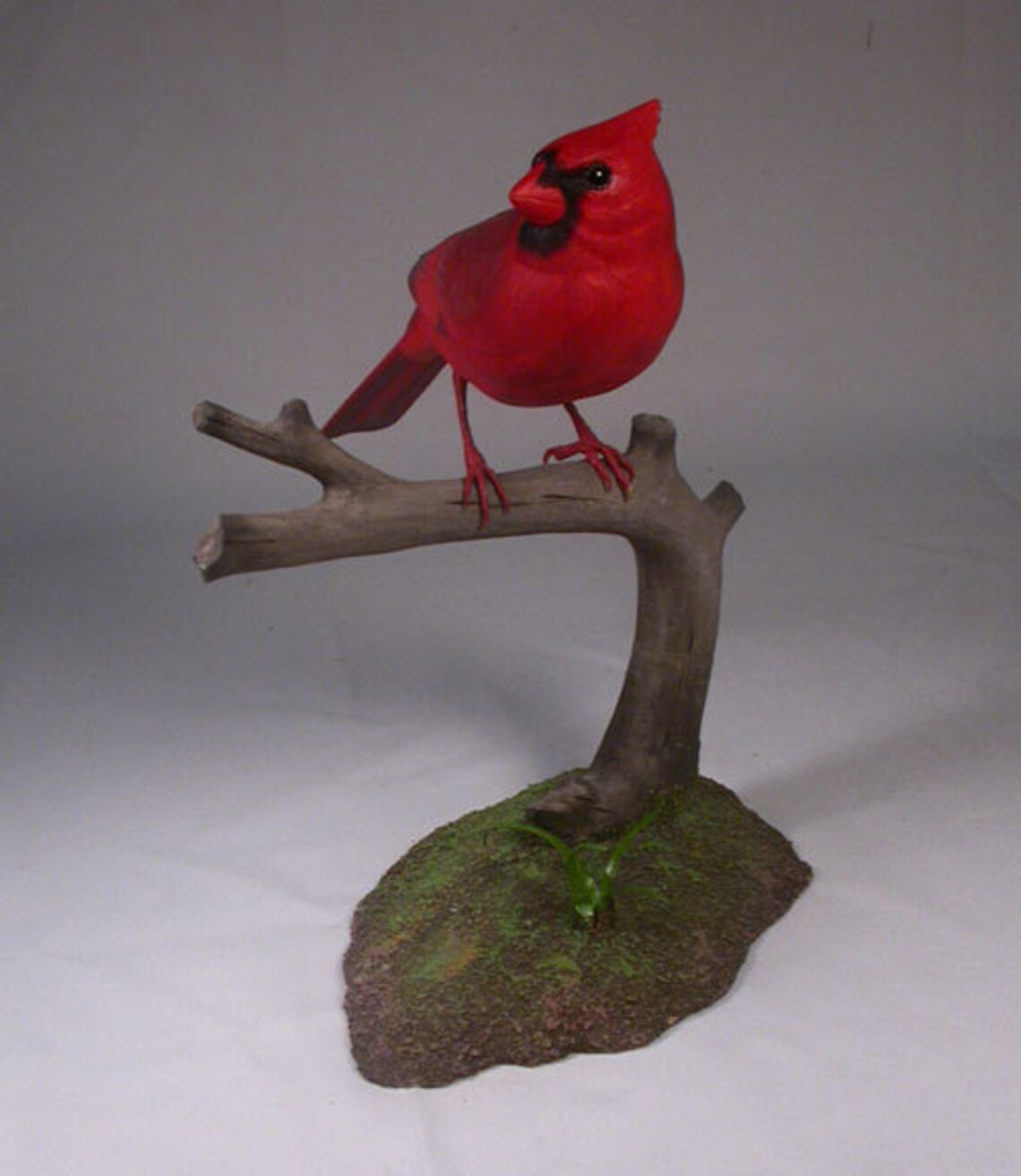 Male Northern Cardinal Hand Carved Wooden Bird on Wooden Branch - Etsy
