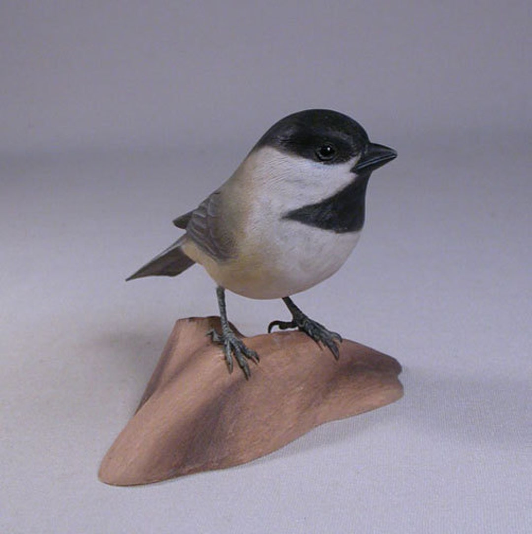 Black-capped Chickadee on Hand Carved Wooden Base - Etsy