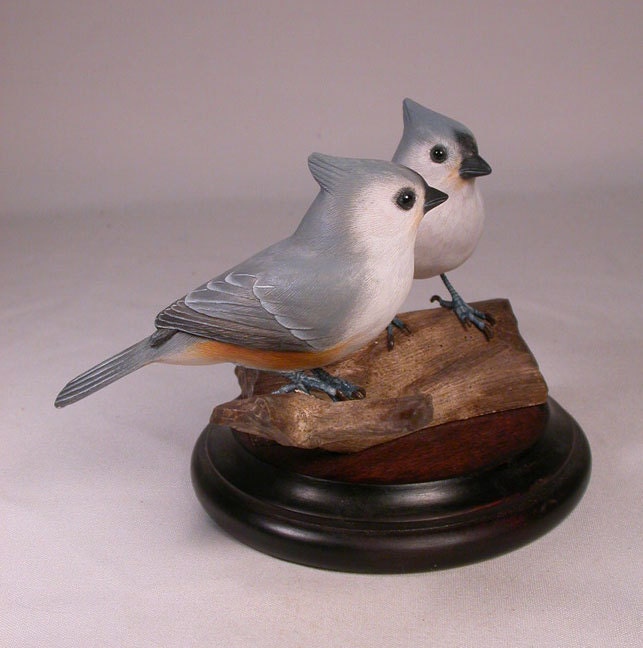 Tufted Titmouse Pair 2 Hand Carved and Hand Painted Wooden - Etsy