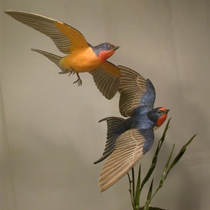 Open-winged Barn Swallow Wooden Hand Carved Bird Carving - Etsy