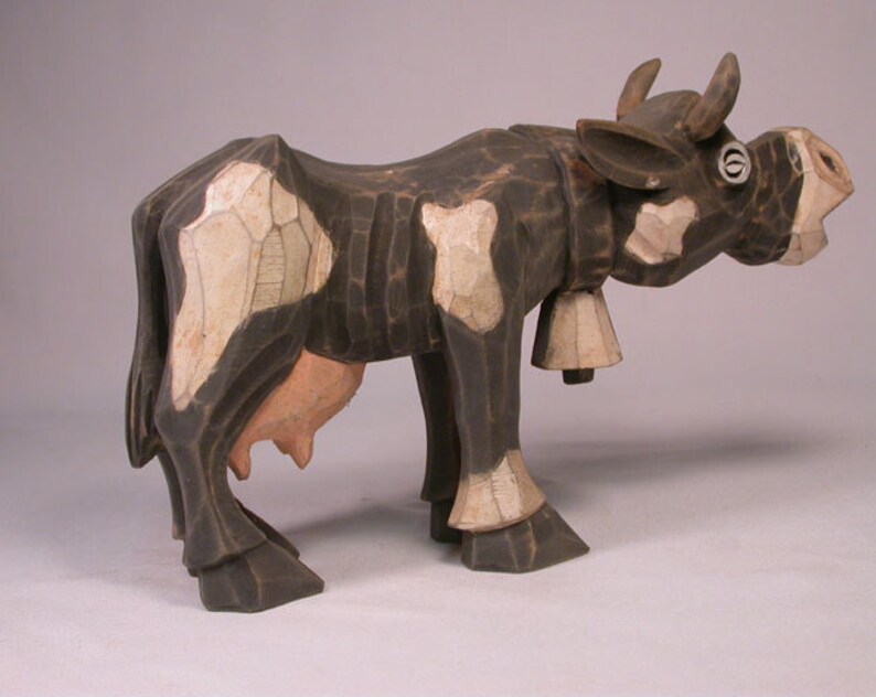 Cow Hand Carved Sculpture Handcrafted from Basswood | Etsy