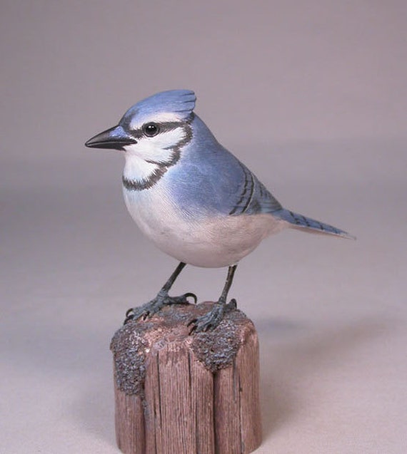 5-1/4 Inch Blue Jay Hand Carved and Hand Painted Wooden Bird - Etsy